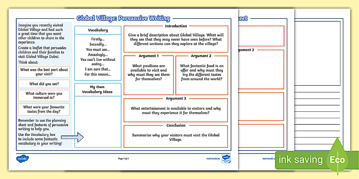 Global Village Persuasive Writing Leaflet (Teacher-Made)