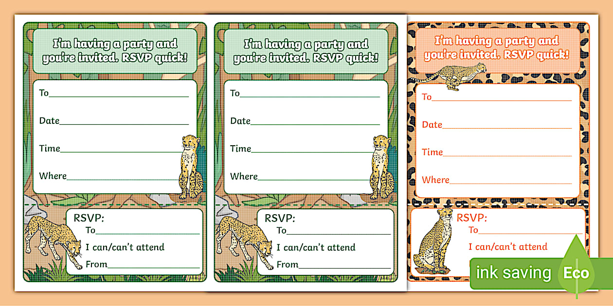 Colourful Cheetah-Themed Party Invitations | Twinkl KS1