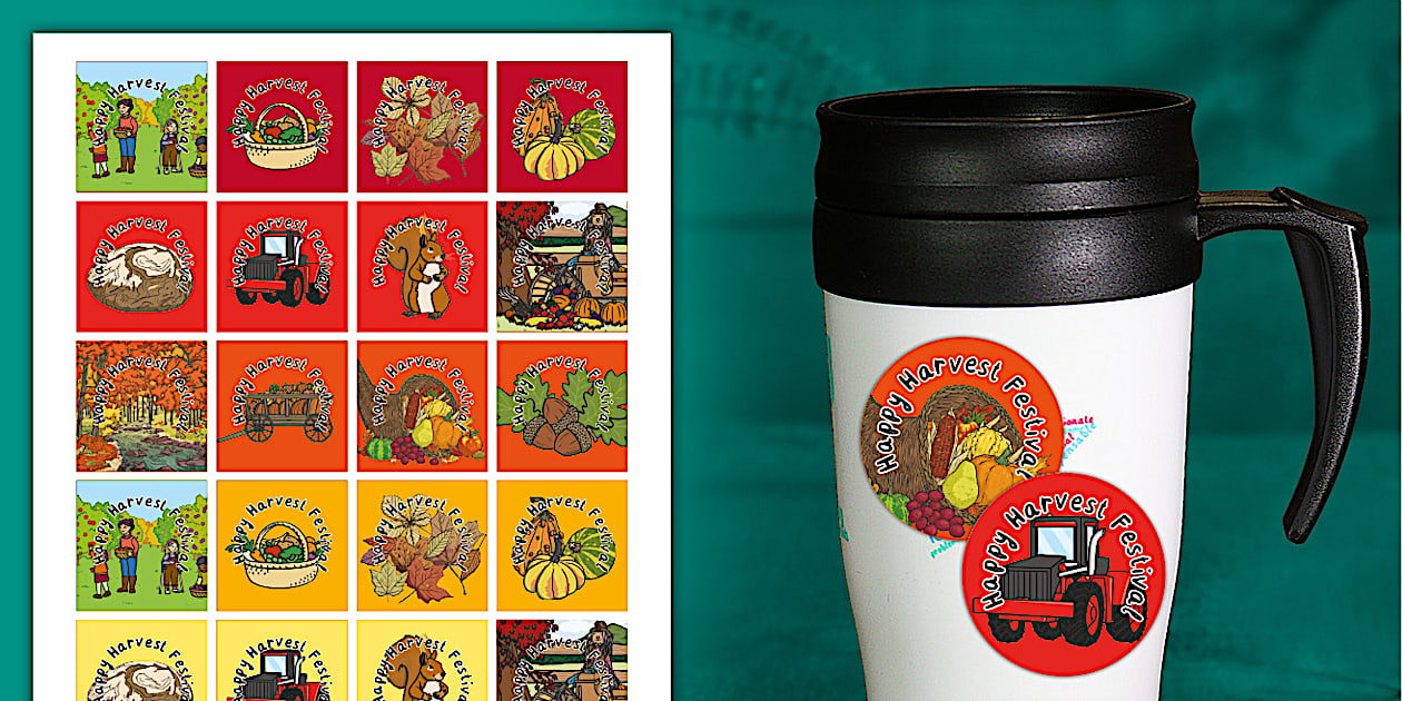 Harvest Festival | Autumn Colours | 'Happy Harvest Festival' | Stickers