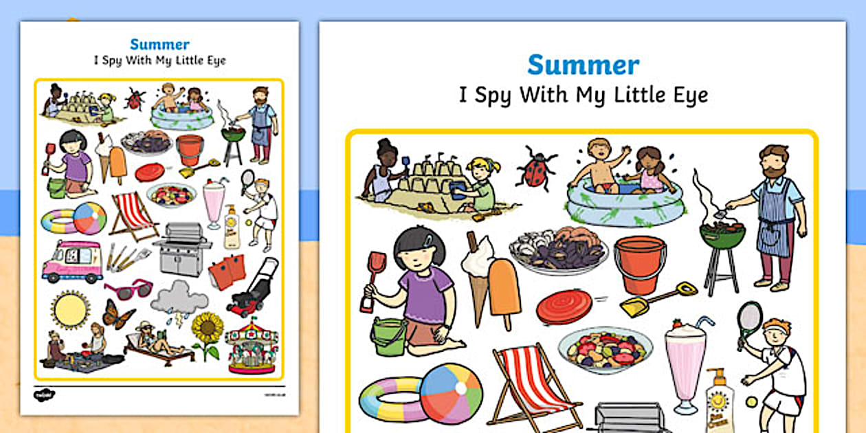 Black and White Summer Themed I Spy With My Little Eye Activity