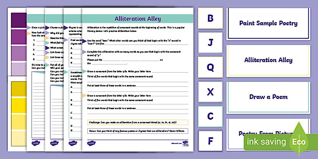 Poetry Stations Worksheet for 3rd-5th Grade | ELA Resources