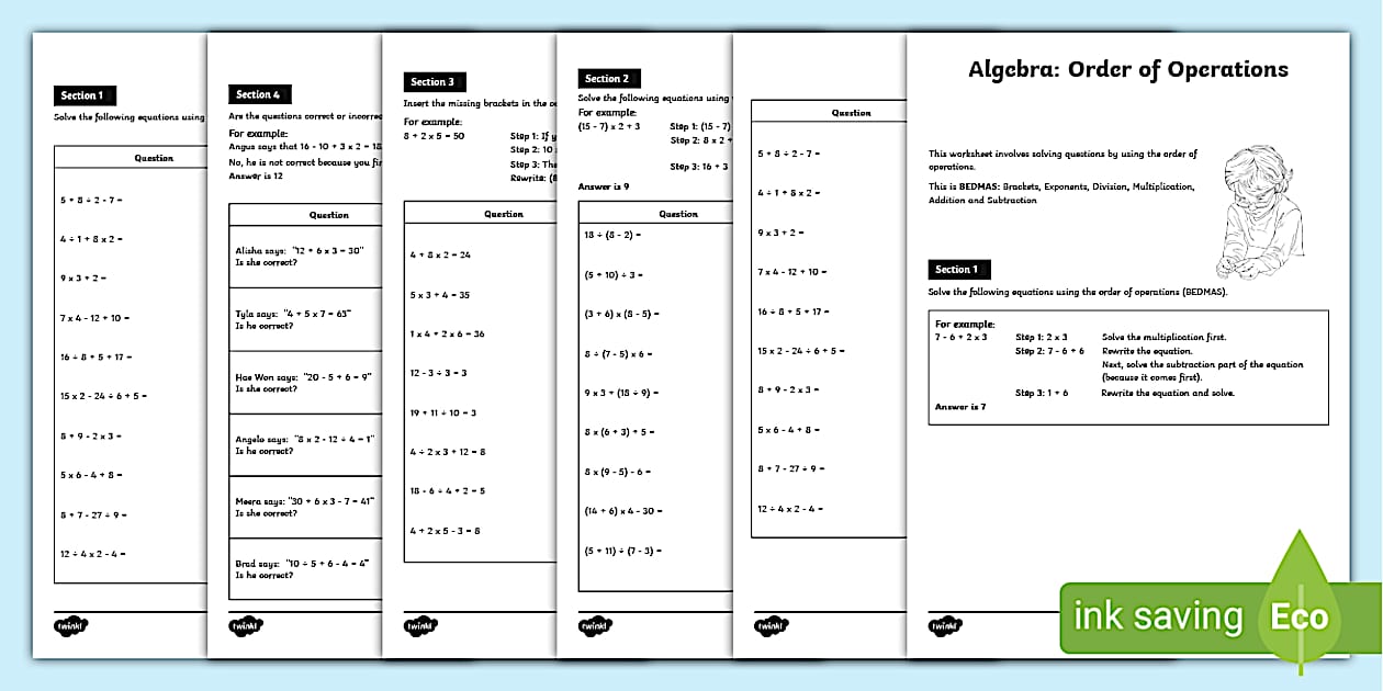 Algebra: Order of Operations (Hecho por educadores) - Twinkl