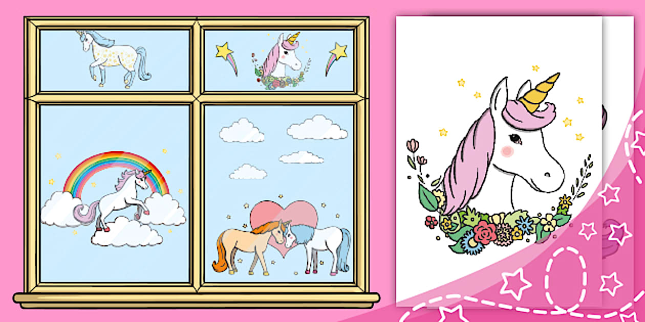 Unicorn Window Display (Classic) (teacher made) - Twinkl