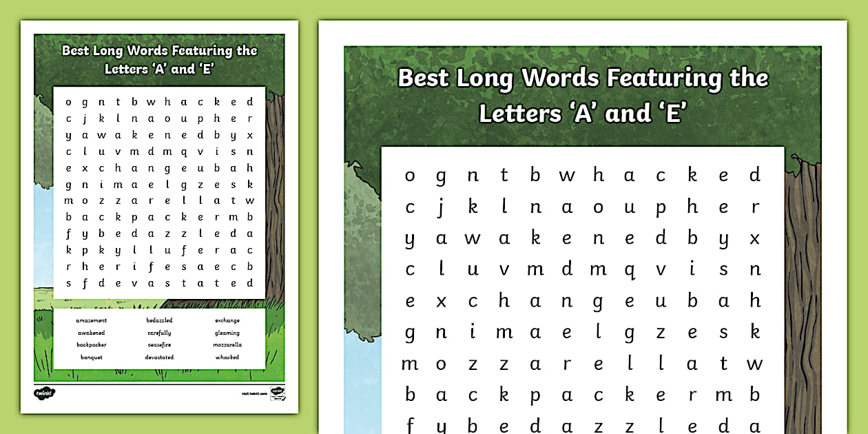Best Long Words Featuring the Letters A and E Word Search