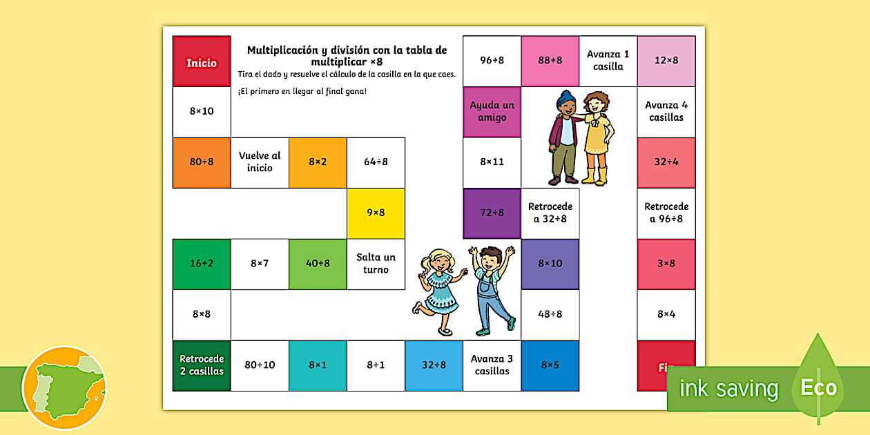Juego de mesa: Multiplicación y división - x8 - Twinkl