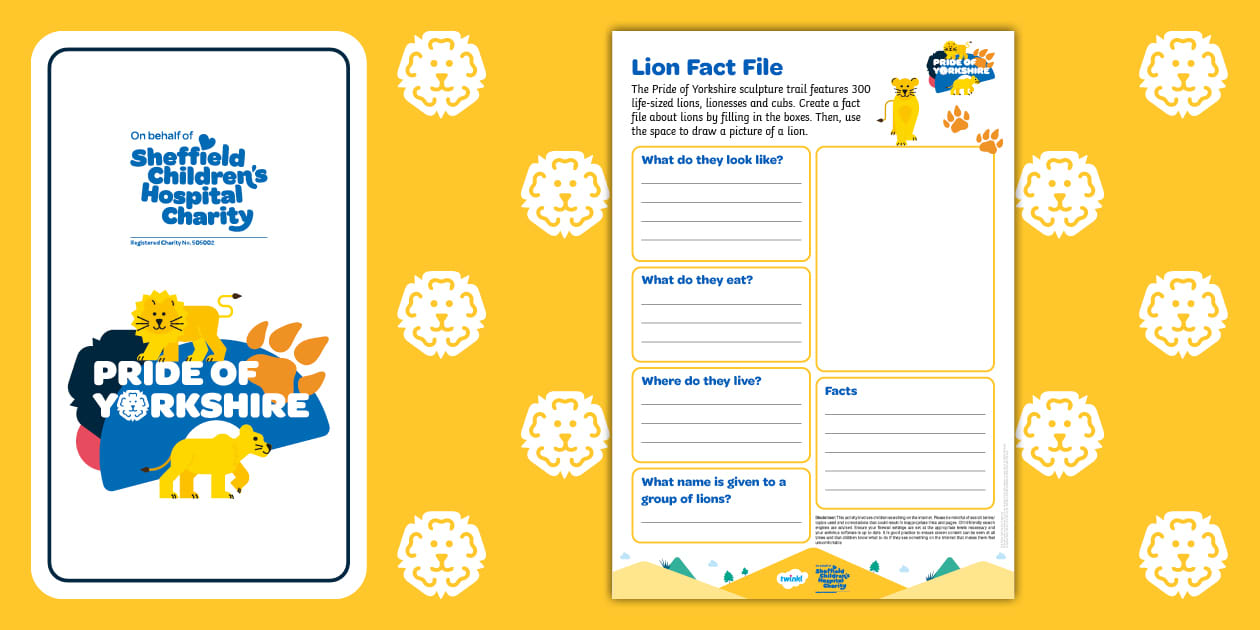Pride of Yorkshire: Lion Fact File Activity Sheet [Ages 5-7]