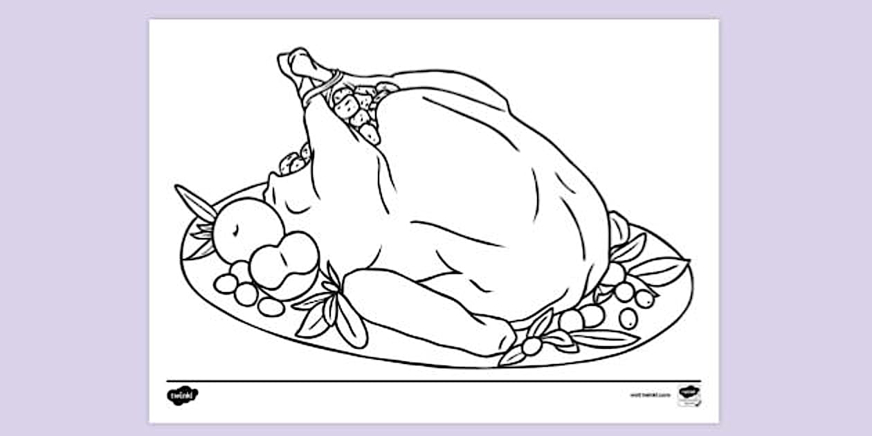 Roast Turkey Colouring | Colouring Sheets - Twinkl