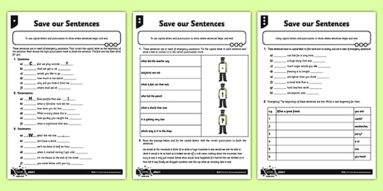 Save Our Sentences Differentiated Worksheet Worksheet Pack save-our-sentences-differentiated-worksheet-worksheet-pack