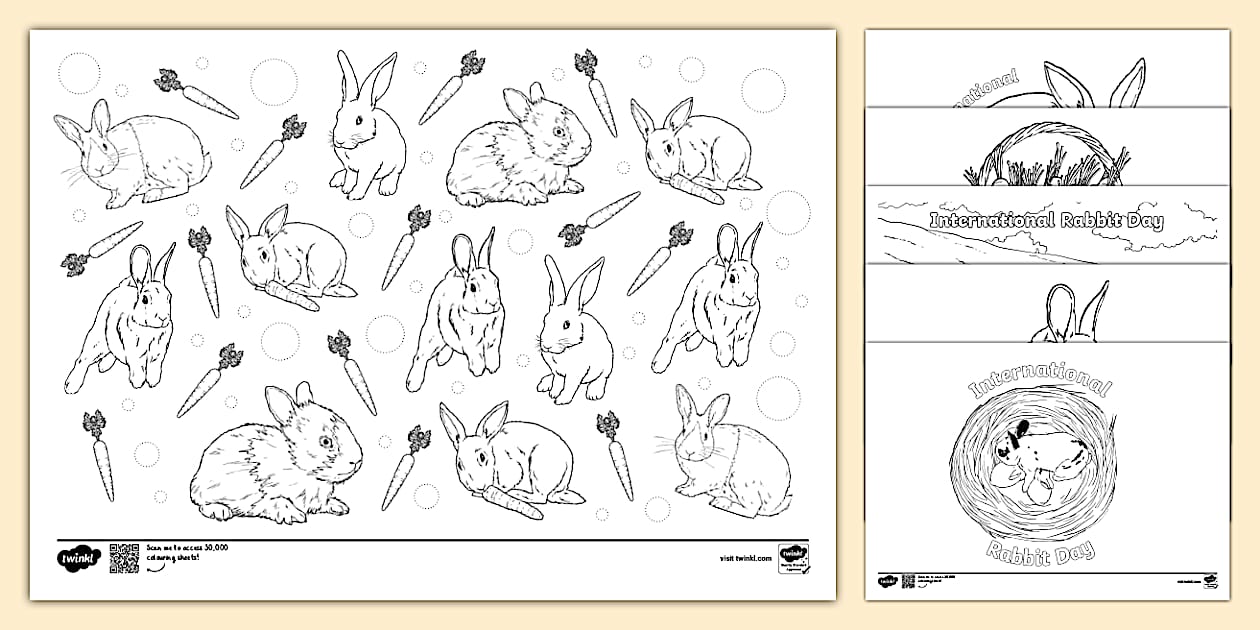 KS2 International Rabbit Day Colouring - Twinkl