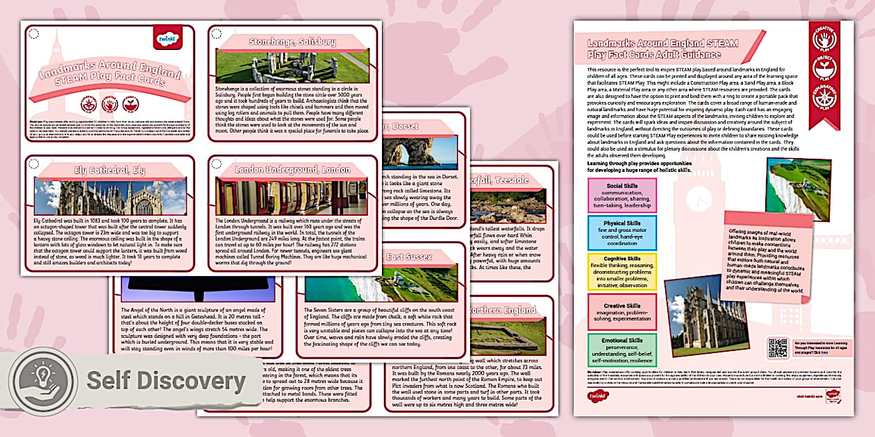 Landmarks Around England STEAM Play Fact Cards - Twinkl