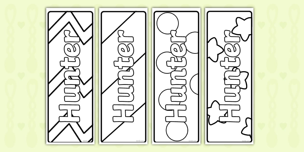 Aisling Name Simple Colouring Bookmarks (professor feito)