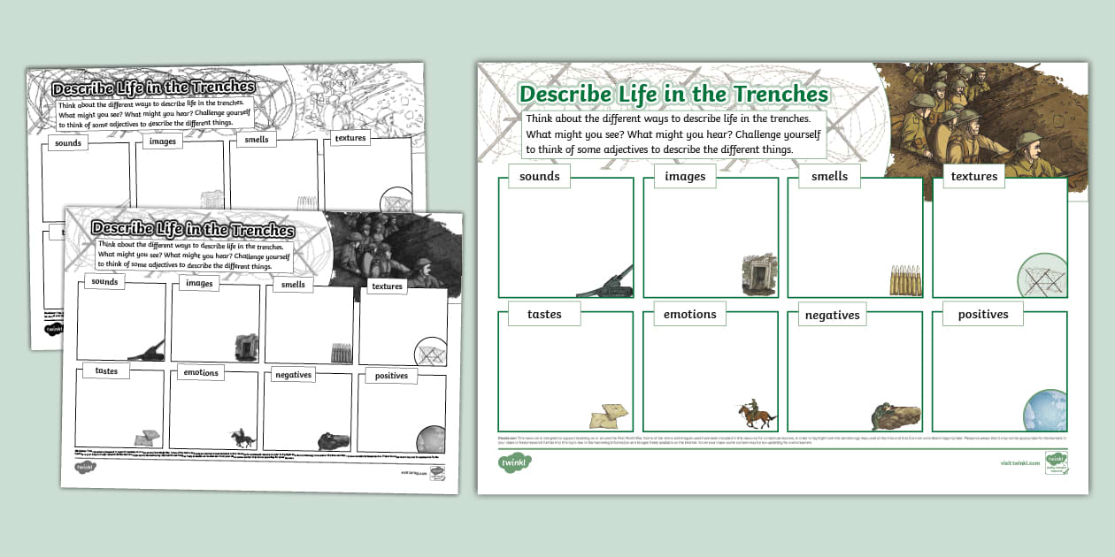 Life in the Trenches Adjectives Worksheet (Teacher-Made)