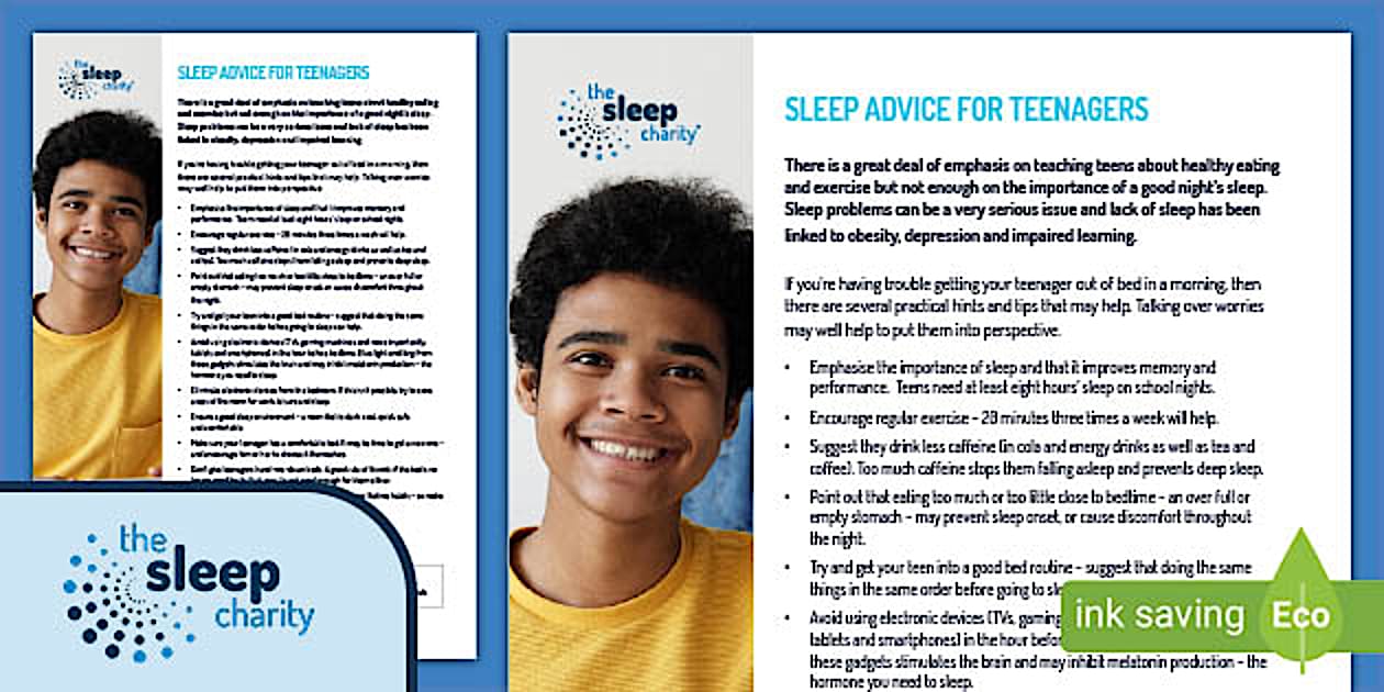 The Sleep Charity: Sleep Advice for Teenagers (teacher made)