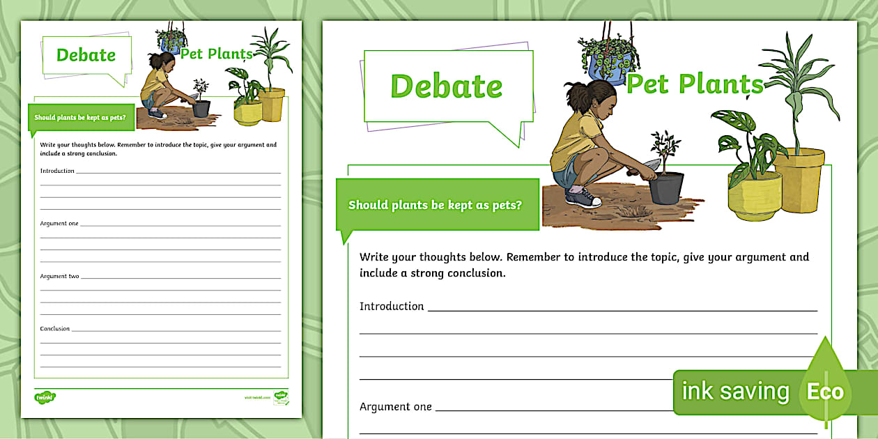 Pet Plant Debate Writing Frame (teacher made) - Twinkl