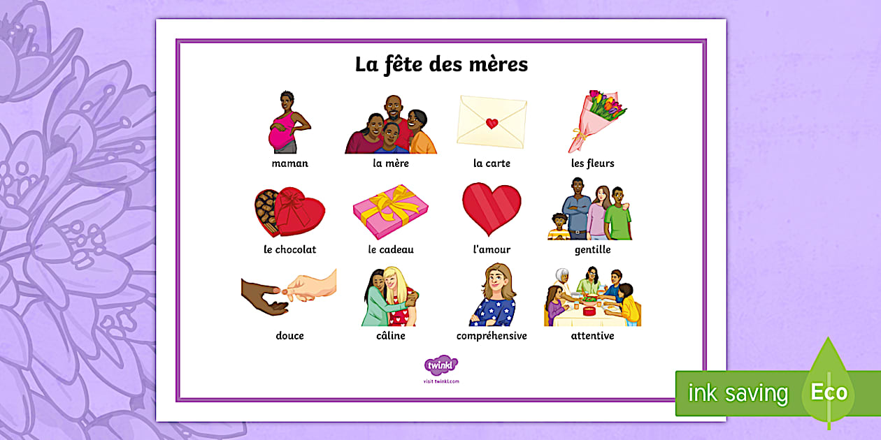 Mother's Day Word Mat French (teacher made) - Twinkl
