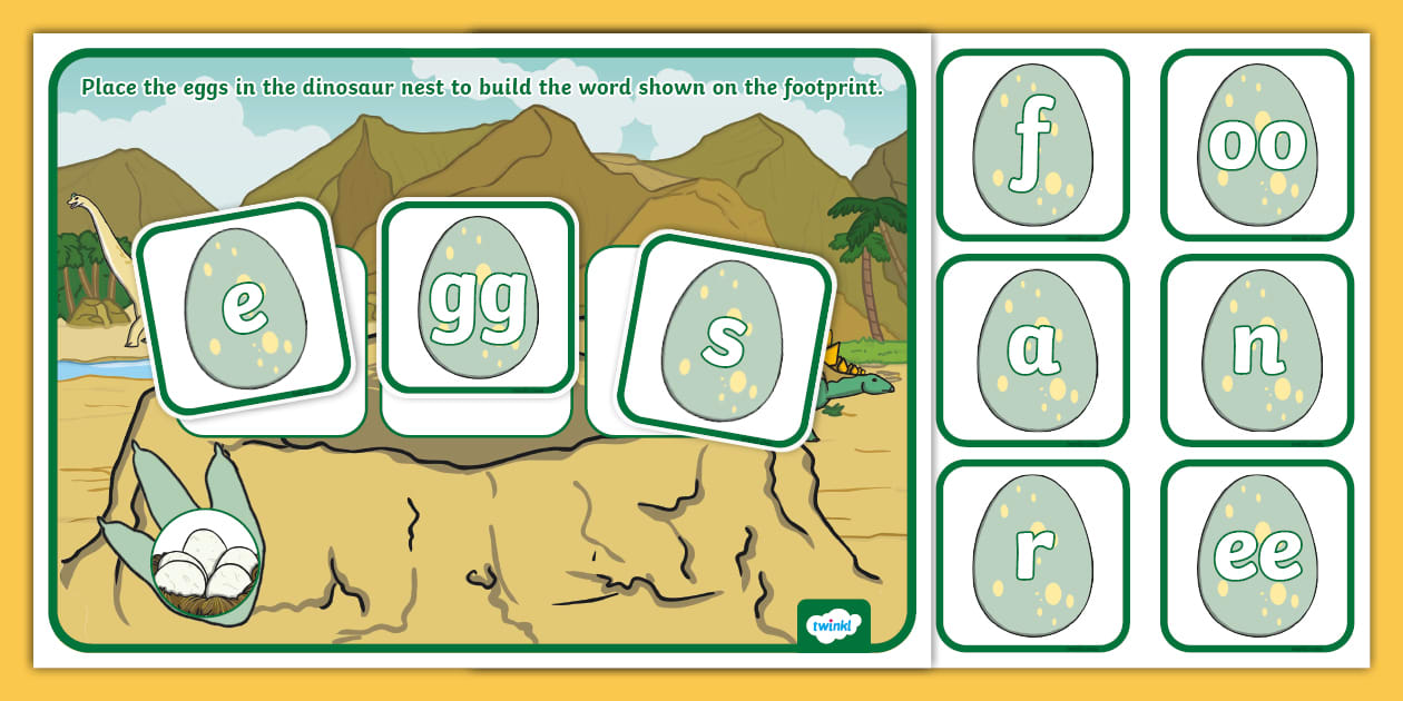 Dinosaur Phonics Worksheets – Word Building Activity