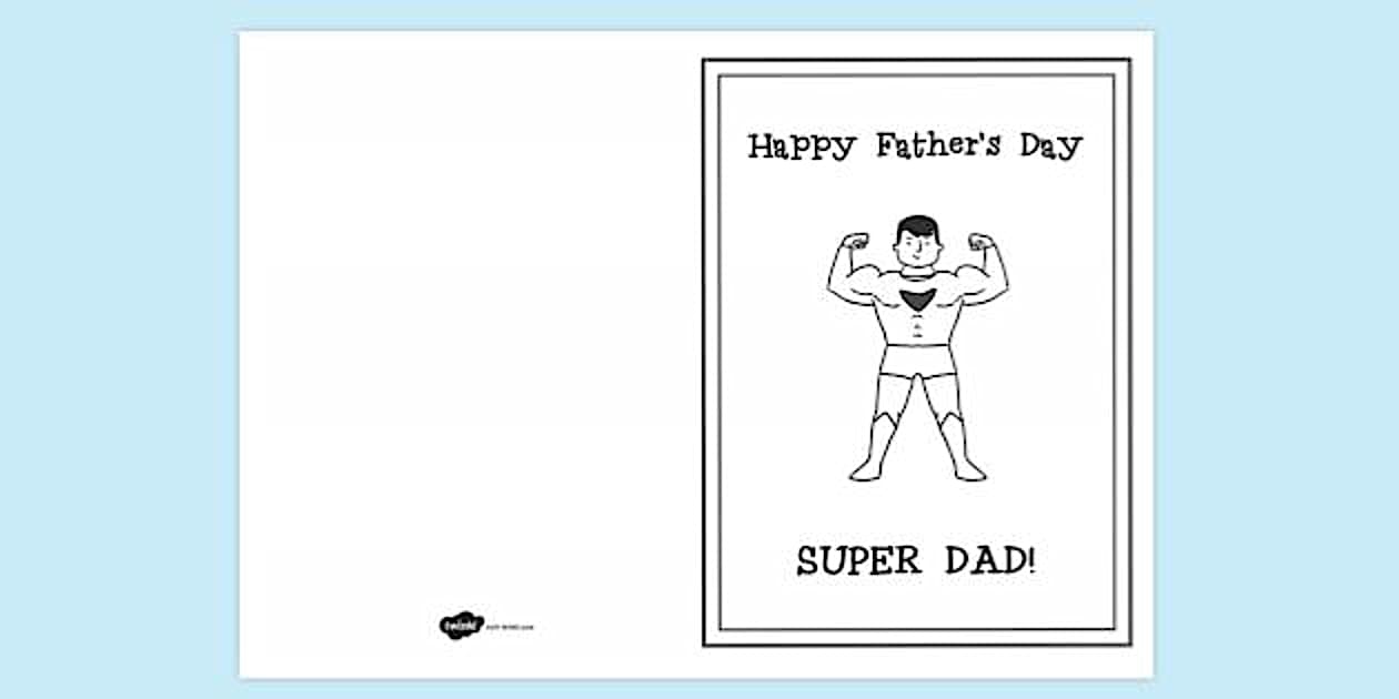 Super Power Father's Day Card Colouring Activity - Twinkl