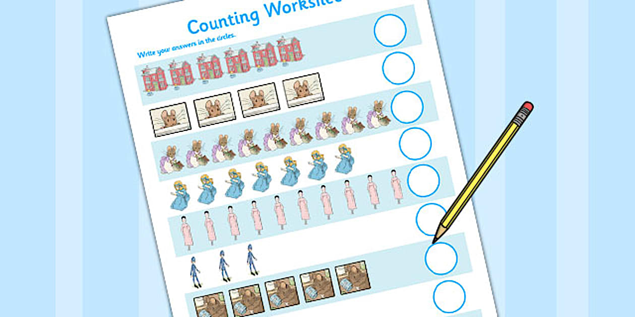 Black and White The Tale of Two Bad Mice Counting Sheet (Beatrix Potter)