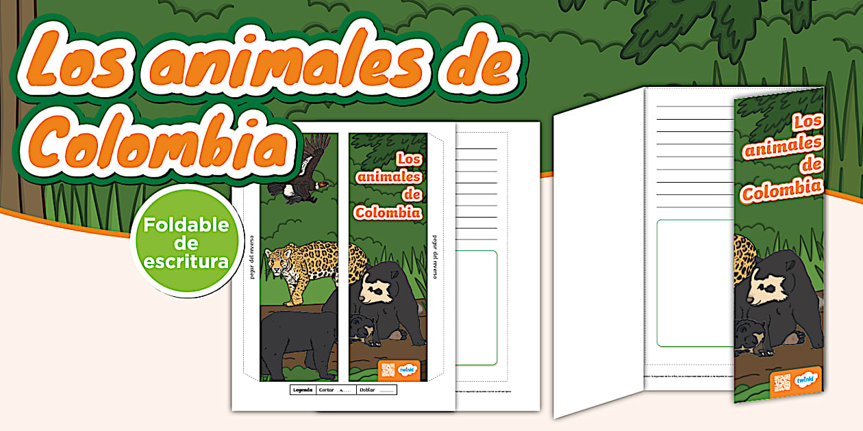 Foldable de escritura: Los animales de Colombia