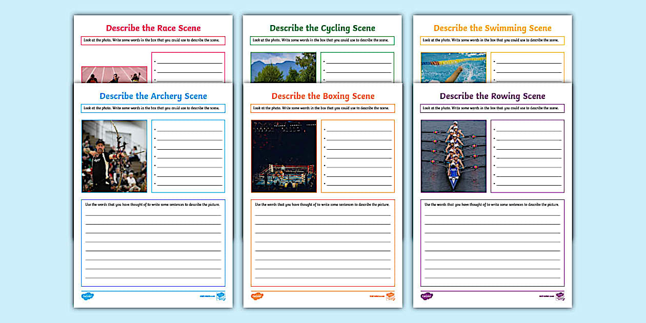 Sports-Themed Describe The Picture Activity (teacher made)