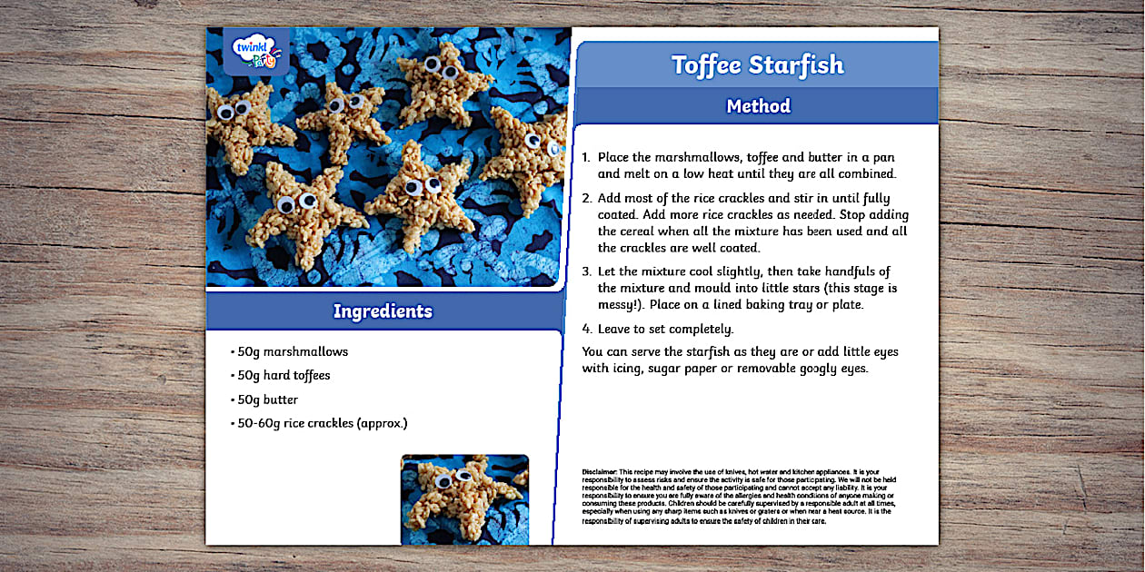 Toffee Starfish Recipe | Twinkl Party (professor feito)