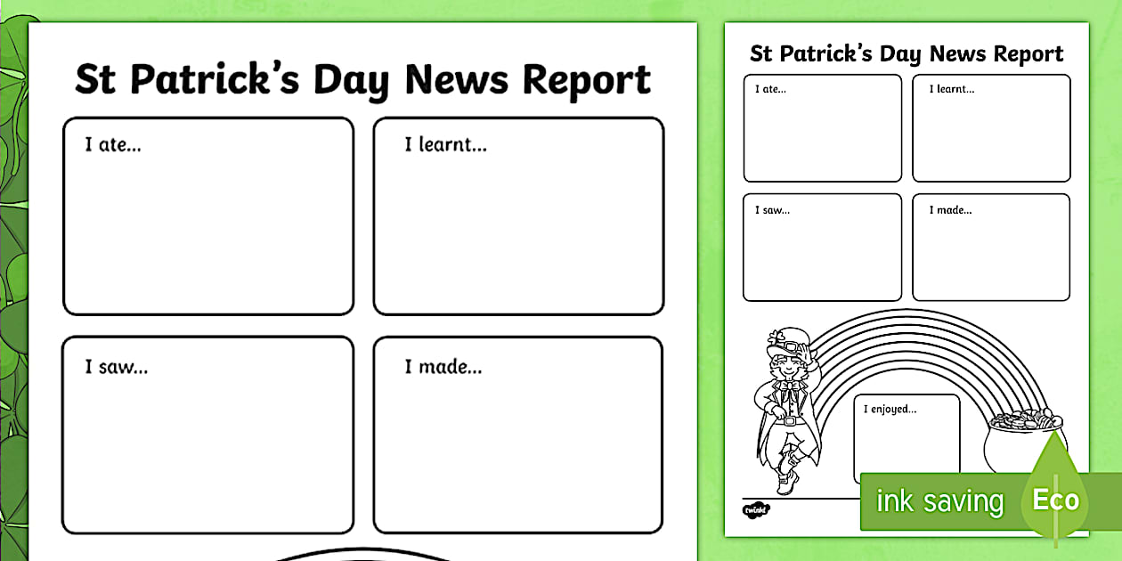St Patrick's Day Event Writing Report (teacher made)