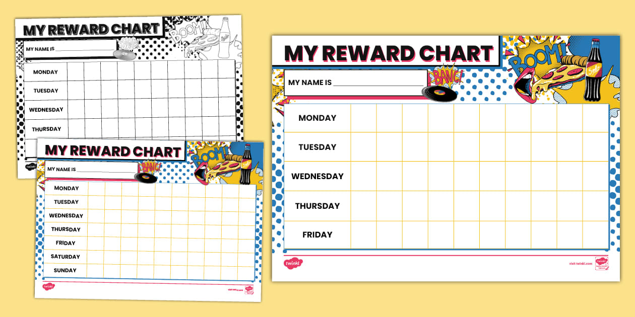 Pop Art Themed Reward Chart - Twinkl Behaviour
