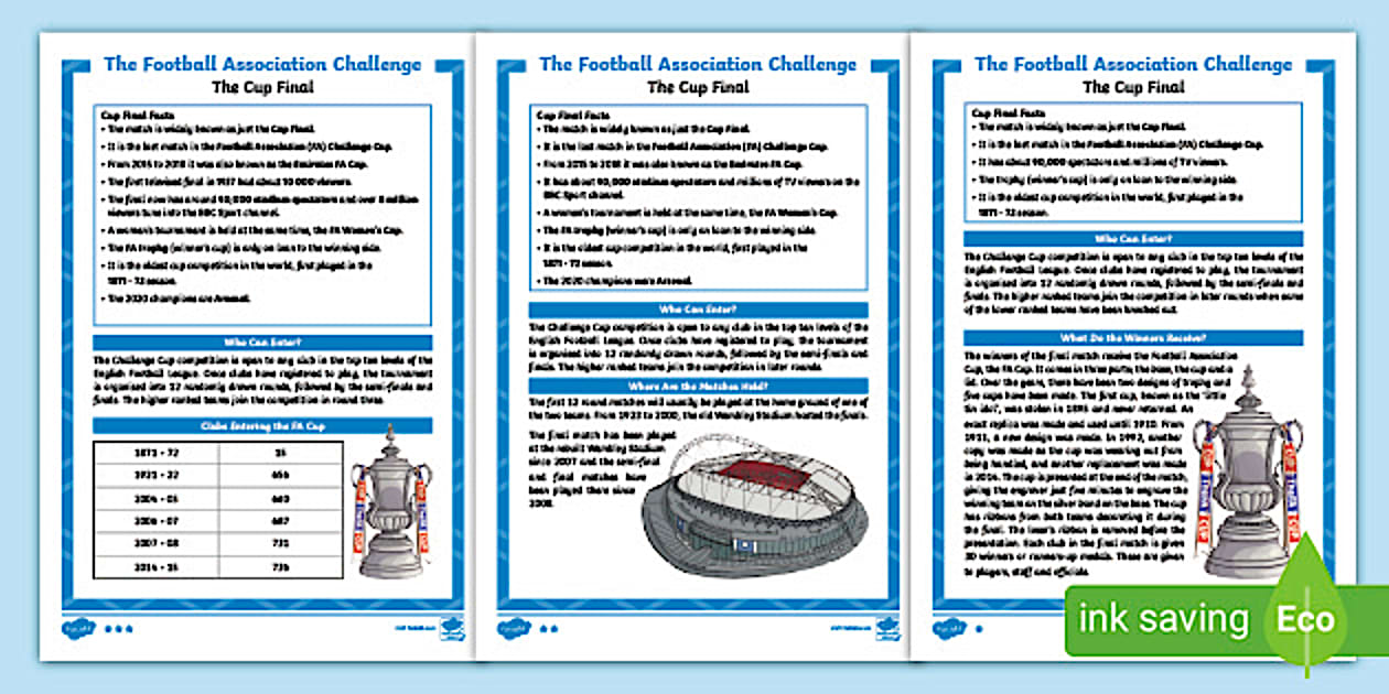 Black and White FA Cup Differentiated Fact File - Twinkl