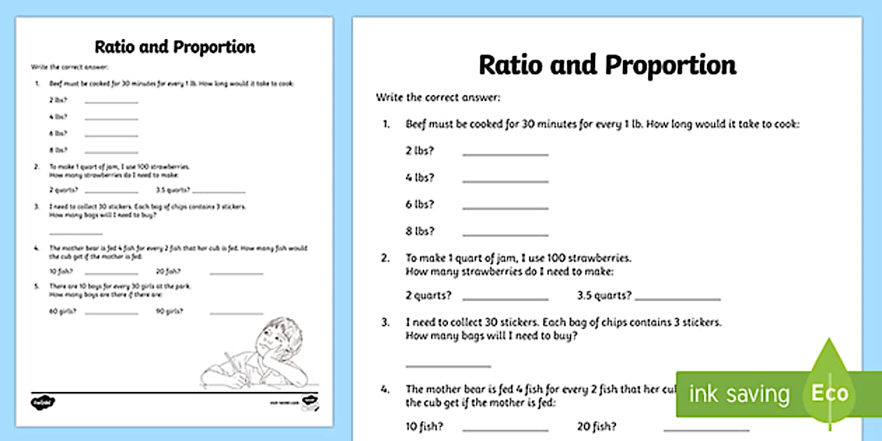 Ratio and Proportion Activity for 4th-5th Grade - Twinkl