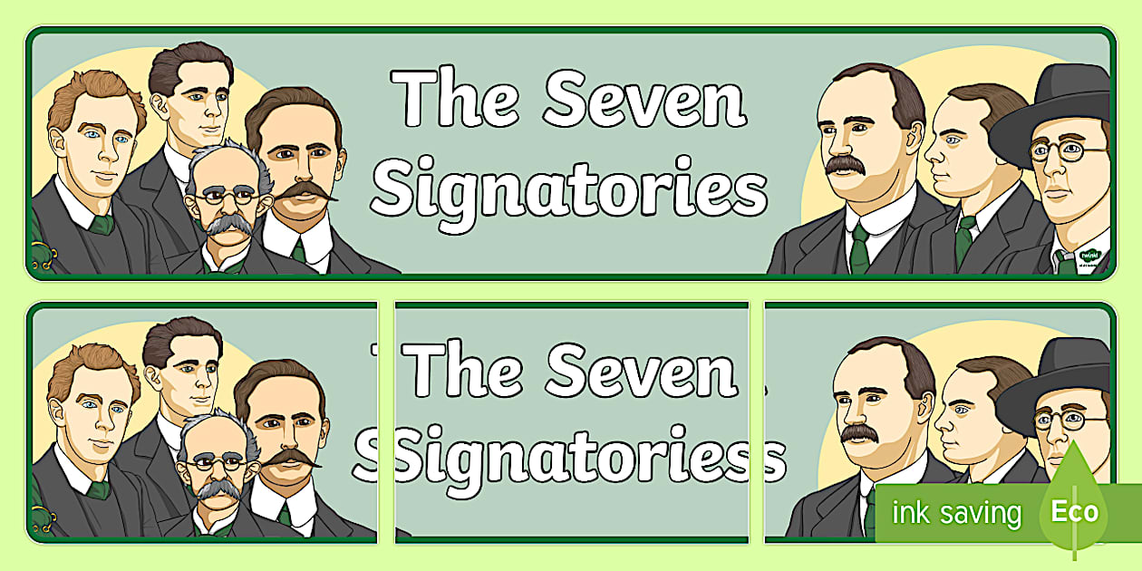 Cursive The Seven Signatories Banner (teacher made) - Twinkl