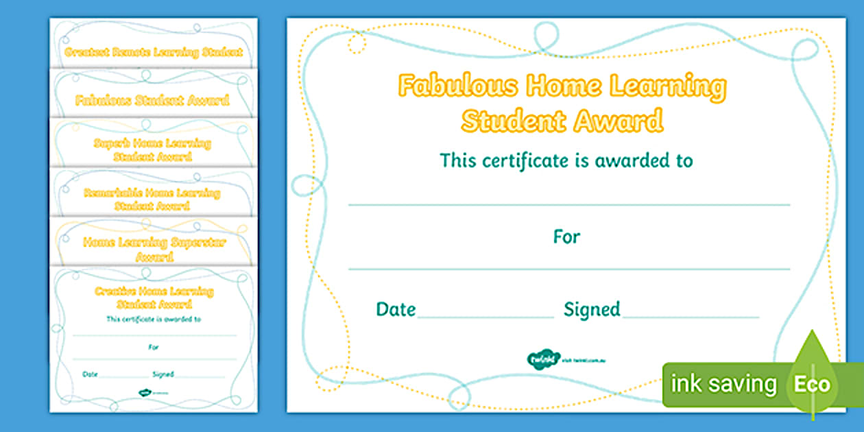 Editable Year 5-6 Remote Learning Student Certificates