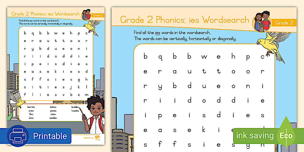 Grade 2 Phonics: -ies Wordsearch