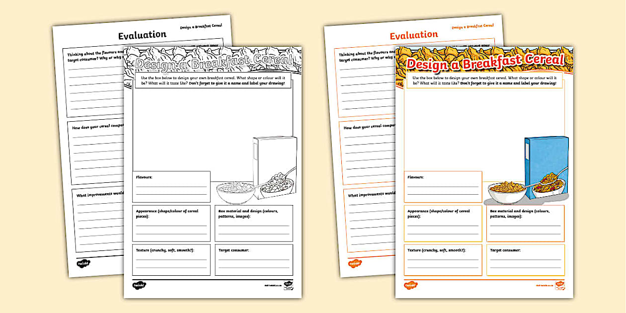 Design a Breakfast Cereal Worksheet