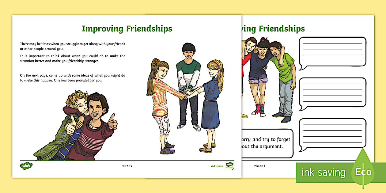 Improving Friendships Worksheet (Teacher-Made) - Twinkl