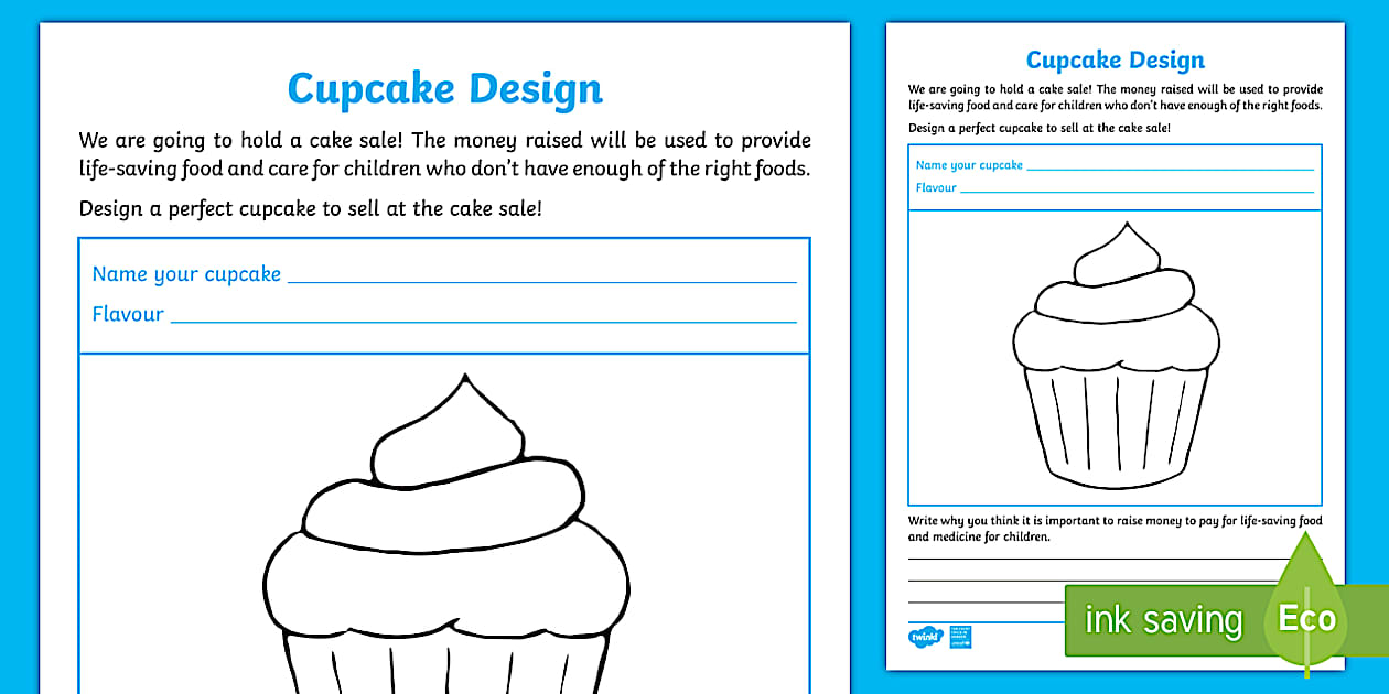 KS1 Design a Cupcake Worksheet / Worksheet (teacher made)