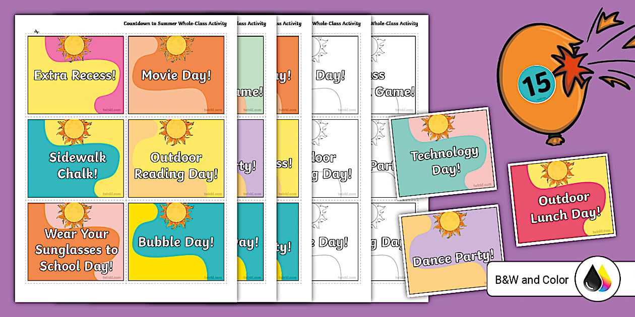 Here Comes Summer! Whole-Class Balloon Pop Worksheet