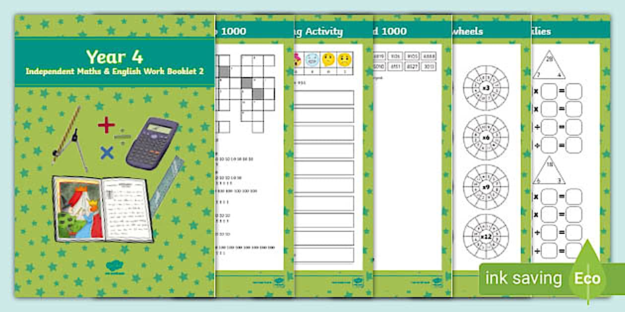 Editable Year 4 Independent Maths & English Work Booklet 2