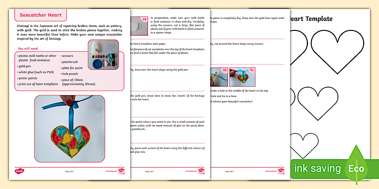 KS2 Suncatcher Heart Craft Activity (teacher made) - Twinkl