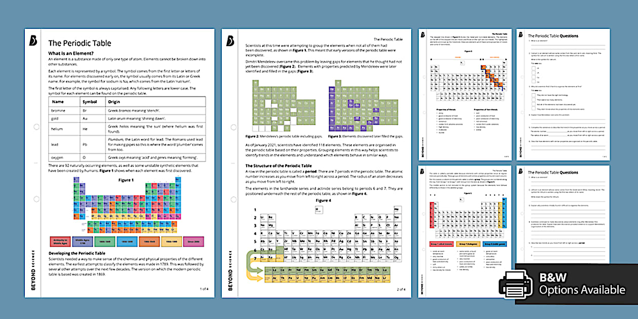 The Periodic Table Reading Comprehension | Beyond - Twinkl
