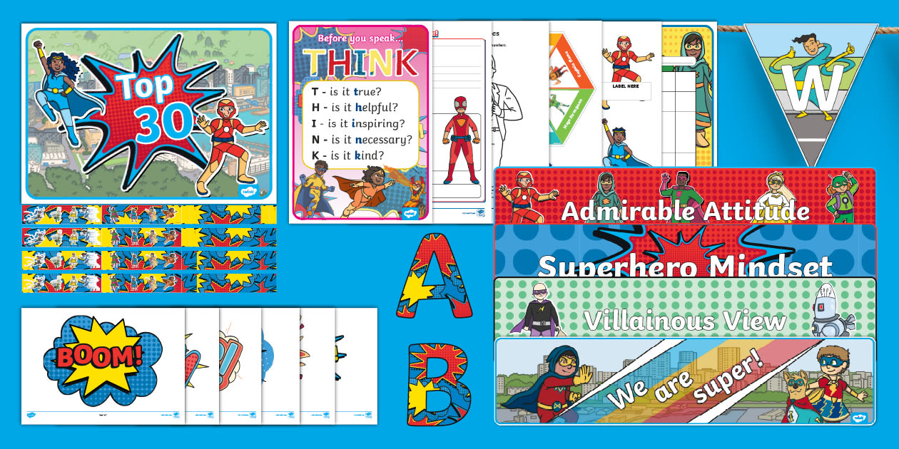 Superhero Theme Back to School Resource Pack (teacher made)