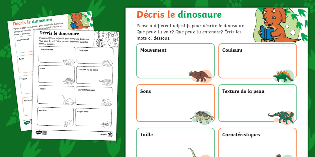 Feuille de travail : Les adjectifs des dinosaures