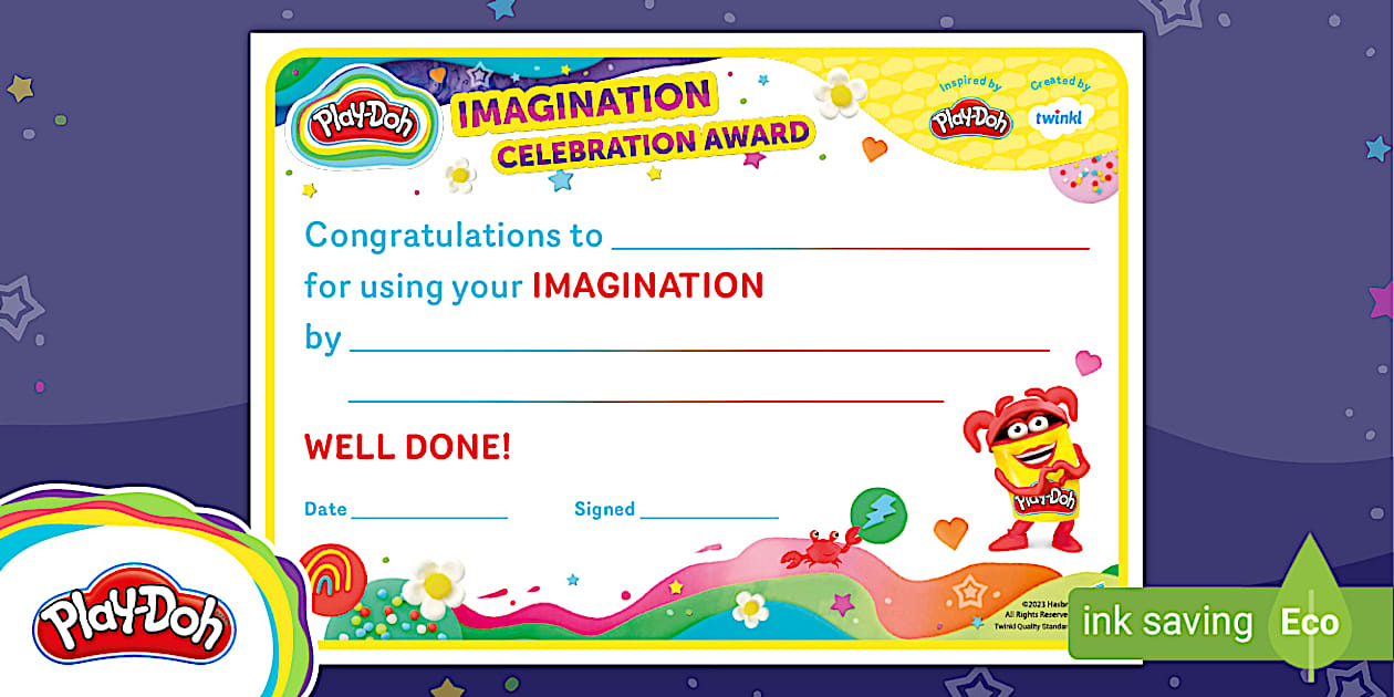 FREE! - Play-Doh Imagination Award Certificate - Twinkl
