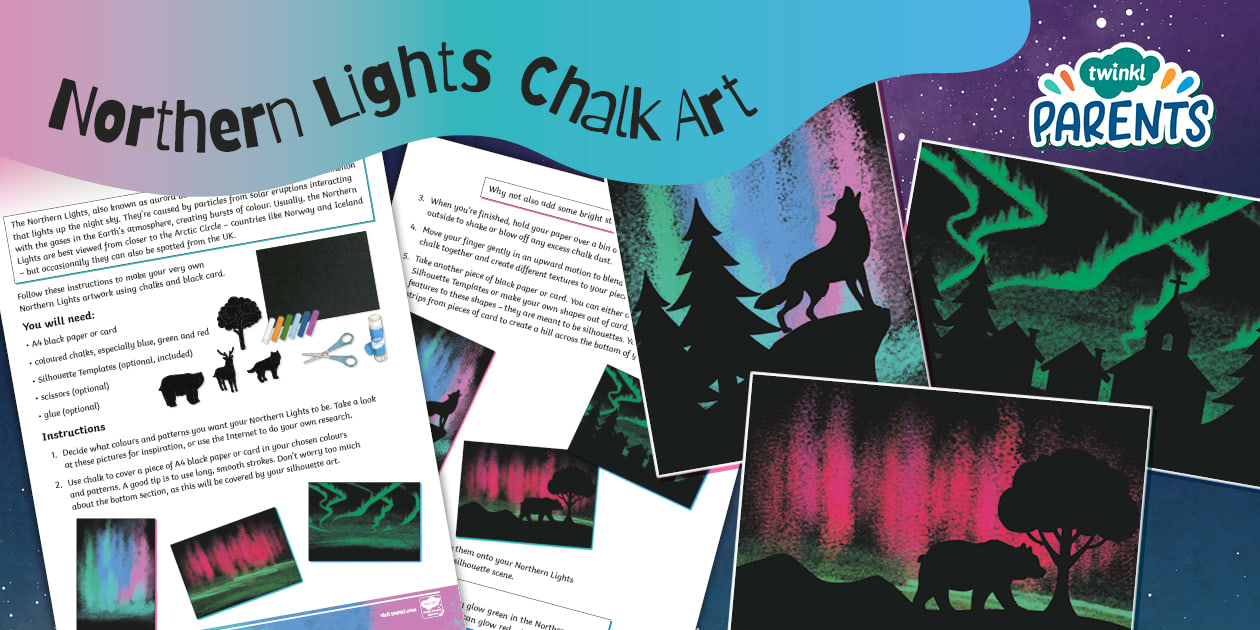 Northern Lights Chalk Art for Kids