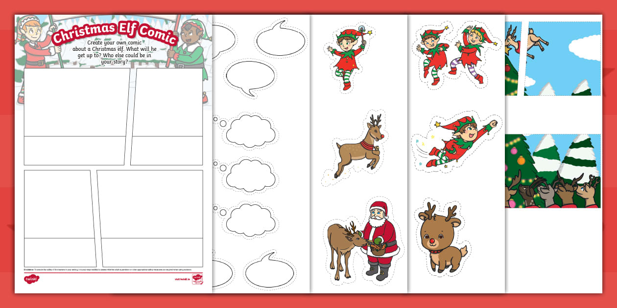 Christmas Elf Comic Cut and Stick Worksheet (teacher made)