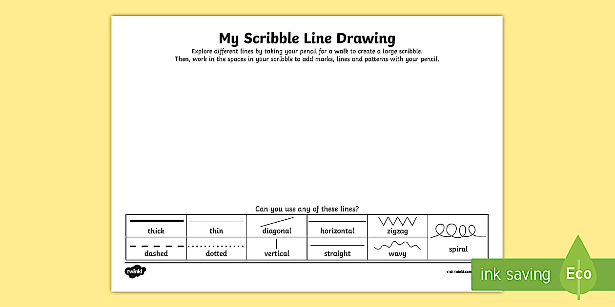 Scribble Line Drawing Worksheet / Worksheet (Teacher-Made)