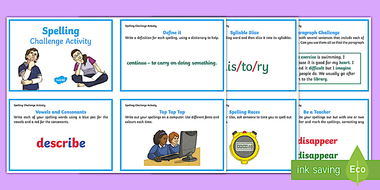 KS2 Spelling Challenge Cards | Active Spelling Strategies