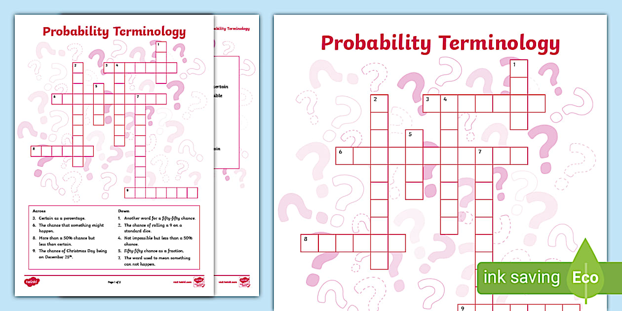 Probability Terminology Crossword (teacher made) - Twinkl