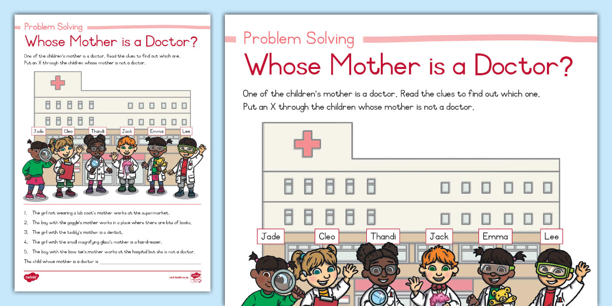 Grade R Problem Solving - Whose Mother is a Doctor? - Twinkl