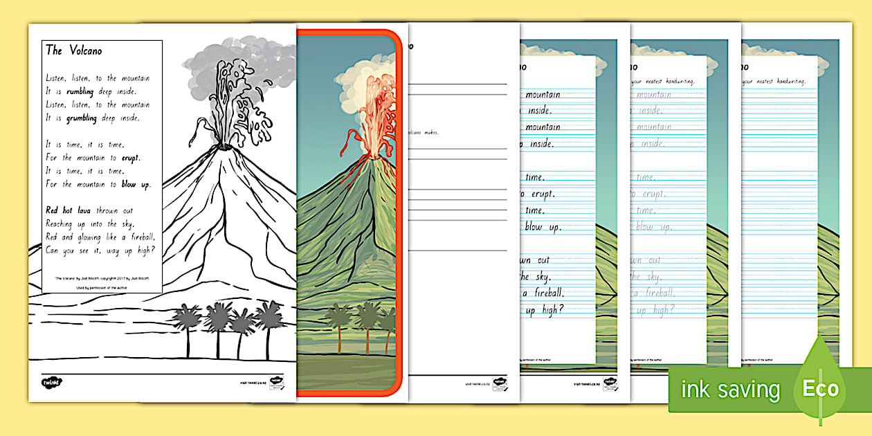 The Volcano by Rainbow Poetry Resource Pack