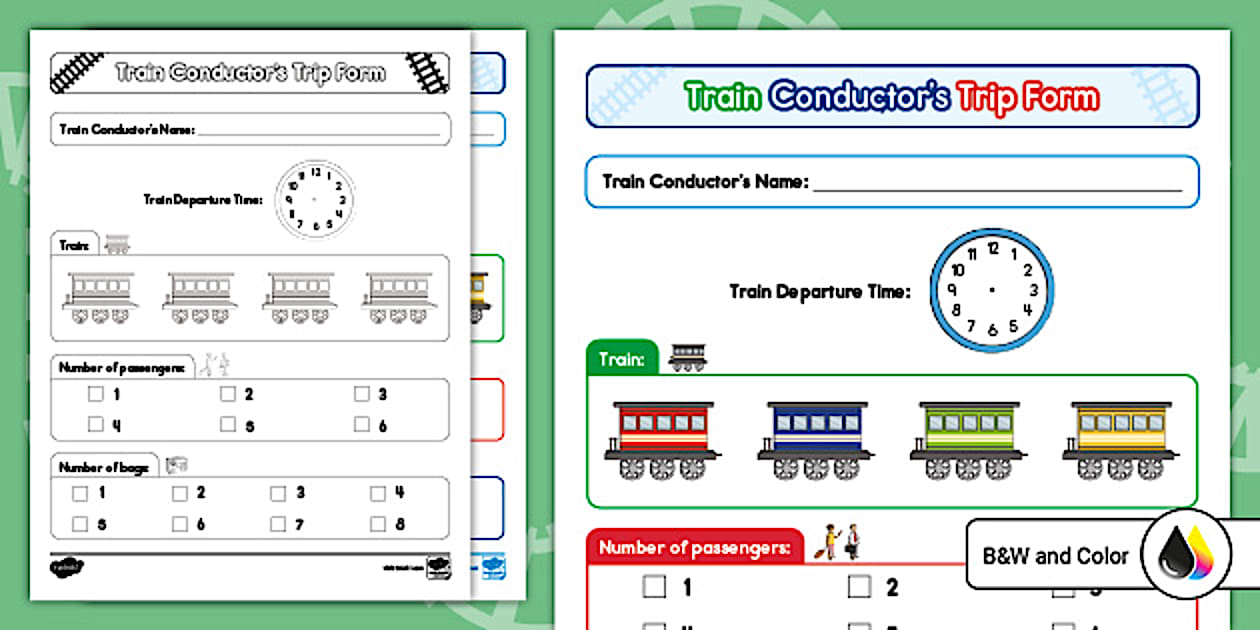 Train Station Dramatic Play Train Conductor's Trip Form